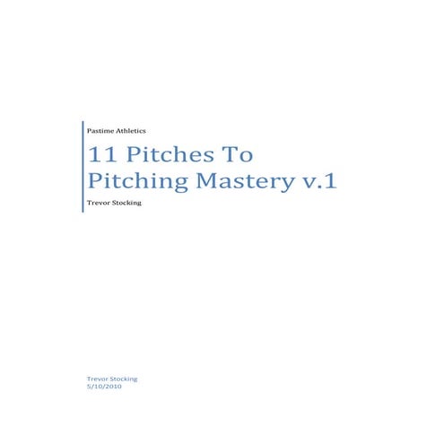 11 Pitches to Pitching Mastery | PDF