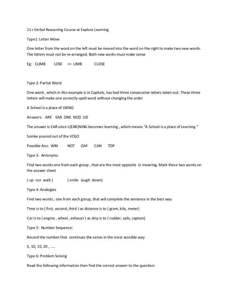 11 plus verbal reasoning - Overview