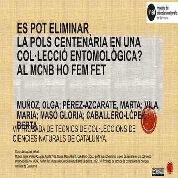 Es pot eliminar la pols centenària en una col·lecció entomològica? Al MCNB ho fem fet | PPT