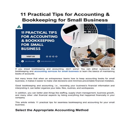 11 Practical Tips for Accounting & Bookkeeping for Small Business | PDF