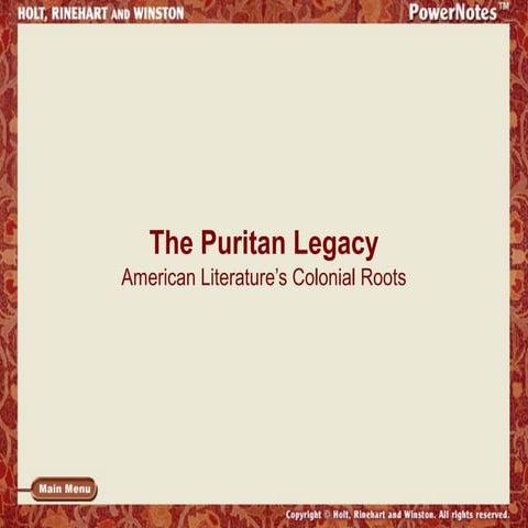 The Puritan Legacy | PPT