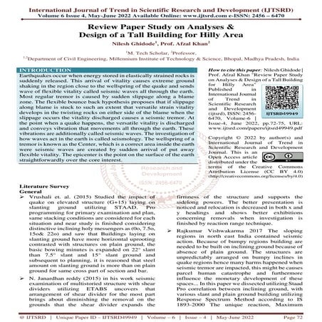 Review Paper Study on Analyses and Design of a Tall Building for Hilly ...