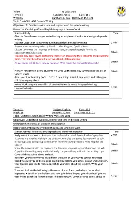 Lesson Plan (Letter) | DOCX