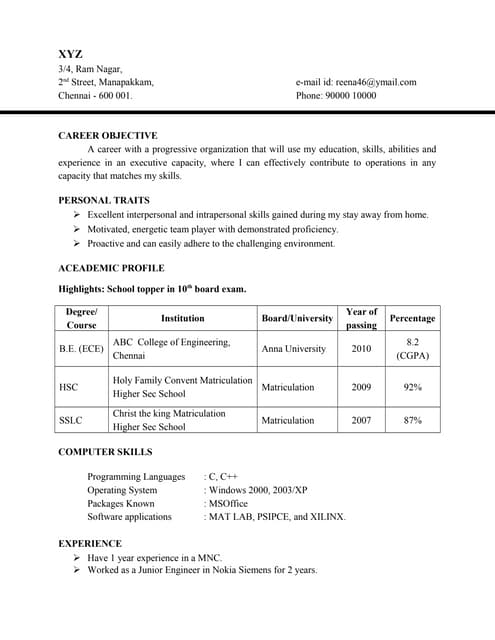 MODEL RESUME | DOC