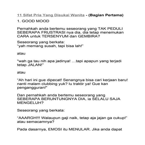 11 Sifat Pria Yang Disukai Wanita Doc