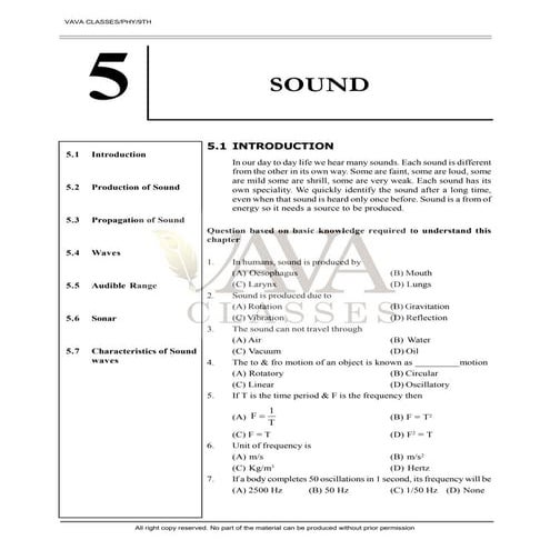 Sound Class 9 Science Study Material pdf | PDF