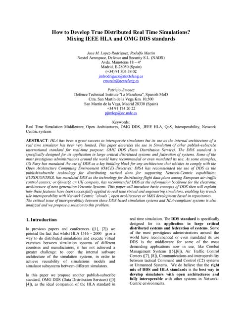 How to Develop True Distributed Real Time Simulations? Mixing IEEE HLA ... How to Develop True Distributed Real Time Simulations? Mixing IEEE HLA ...
