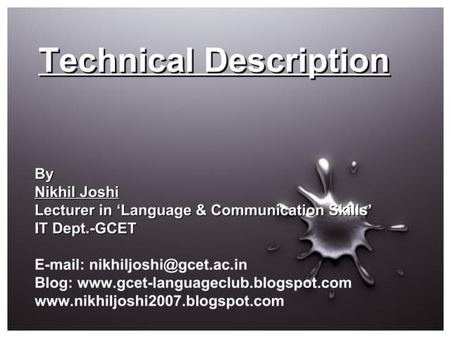 Describing Technical Object | PPTX