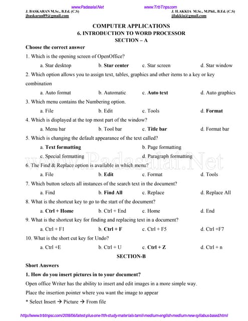LibreOffice Most Important MCQ Question (Writer, Calc, Impress) | PDF | Desktop Publishing ...