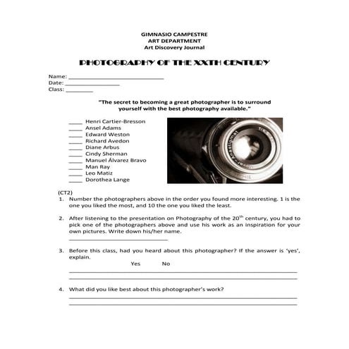 02 masters of photography unit handout | PDF