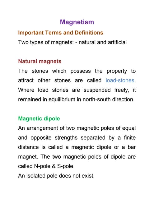 Class 12th physics magnetism ppt | PPT