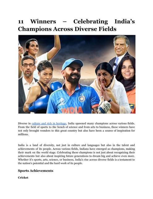 Inspiring Women Achievers In India | PDF