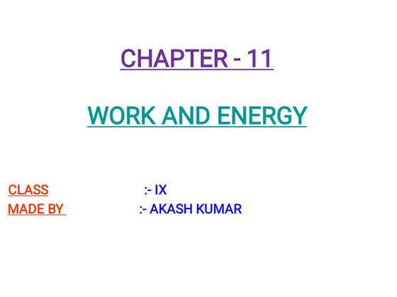 work and energy | PPT | Physics | Science