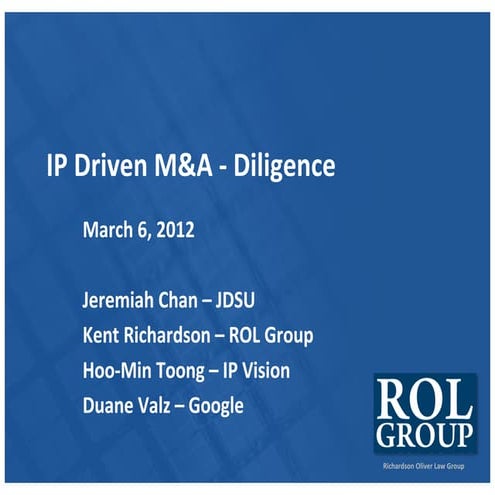 IP Driven M&A - Diligence | PPT