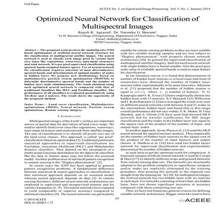 Optimized Neural Network For Classification Of Multispectral Images Pdf 