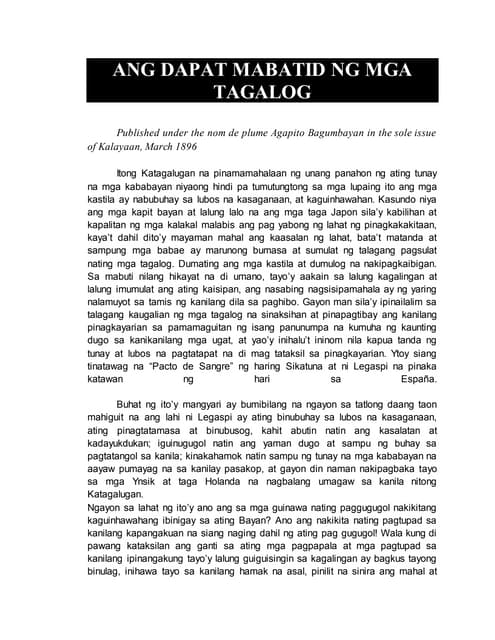 Pagsusuri sa Pag-Ibig sa Tinubuang Lupa | DOCX