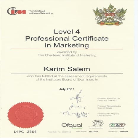CIM Certificate | PDF