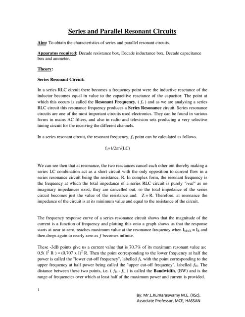 Parallel Resonance Ckt in Network Theory.pptx | Computer Networking | Computing