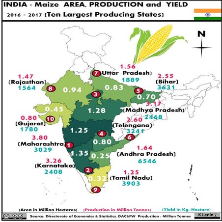 12.2 India Maize area production and yield whole map 2016 2017 | PDF