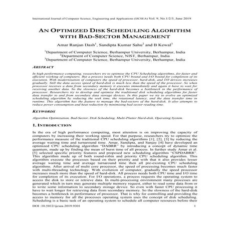 An Optimized Disk Scheduling Algorithm With Bad Sector Management Pdf 