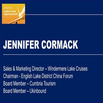 12. Jennifer Cormack, Marketing Director - Windermere Lake Cruises | PPT