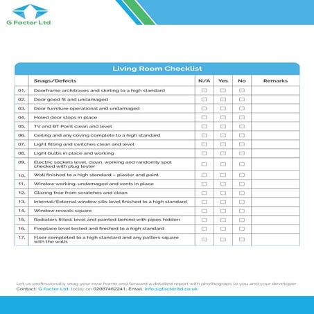 Living Room Checklist | PDF