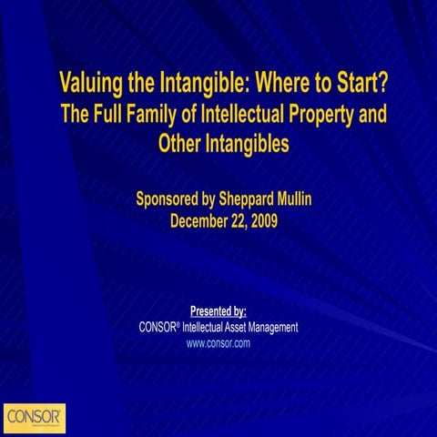 Valuing the Intangible: Where to Start?: The Full Family of ...