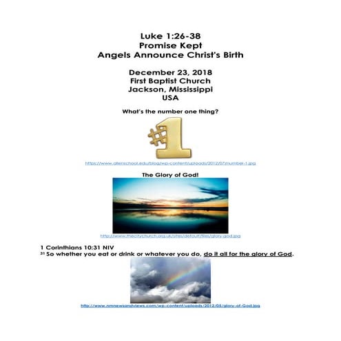 12-23-18, Luke 1;26-38, Promise Kept, Angels Announce Christ's Birth | PDF