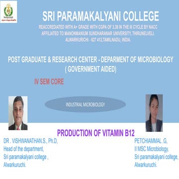 Production of vitamin B12 | PPTX