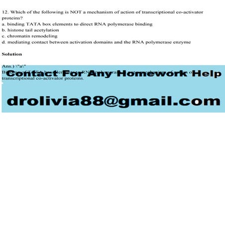 12. Which of the following is NOT a mechanism of action of transcrip.pdf