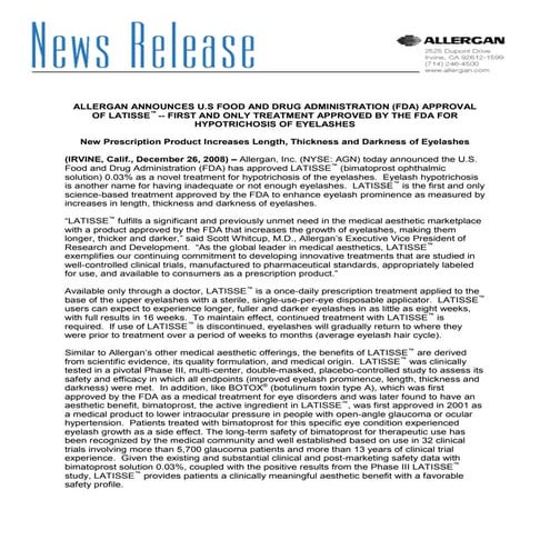 Dr. Darm Latisse by Allergan | PDF