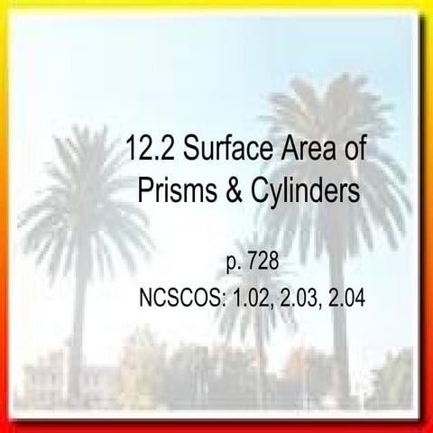 12 2 surface areas of prisms and cylinders lesson | PPT