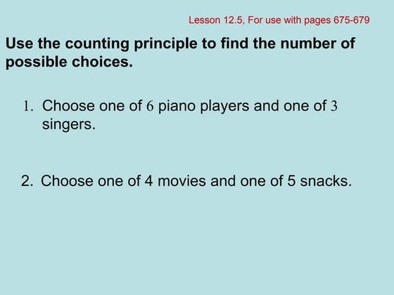 Fundamental counting principle PPT LESSON 2 | PPTX