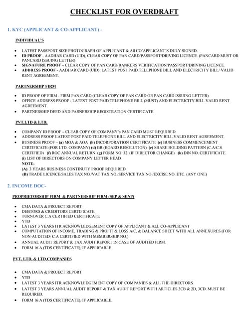 Document checklist final | PDF
