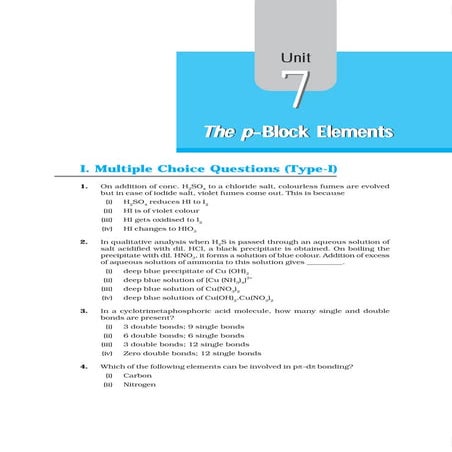 chemistry exemplar class 12 p-Block Elements pdf | PDF