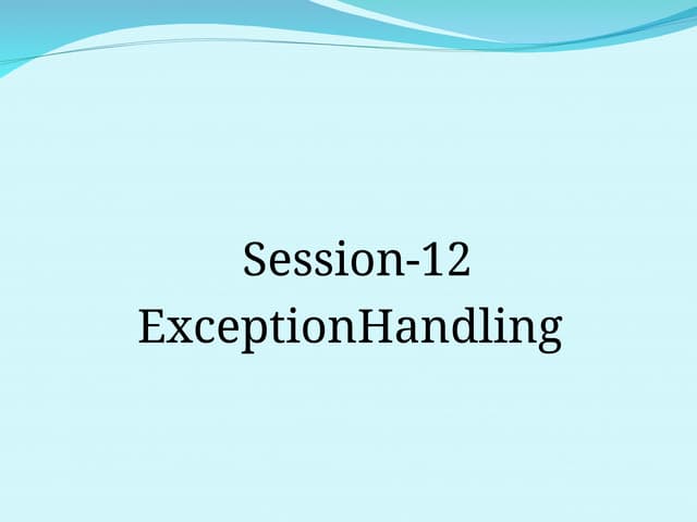Exception And Errorhandling In Java Ppt Programming Languages Computing