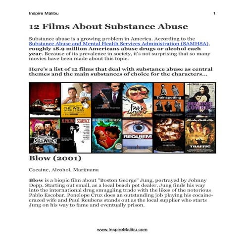 12 Films About Substance Abuse | DOCX