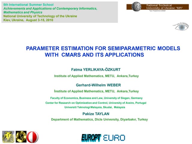 Parameter Estimation For Semiparametric Models With Cmars And Its