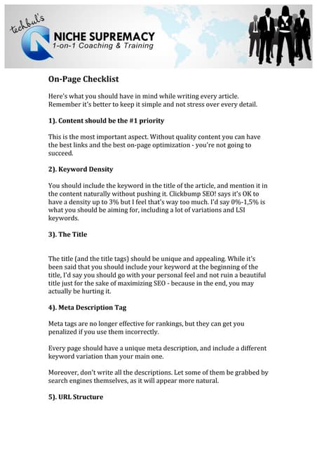 SEO Best Practice Checklist | PDF
