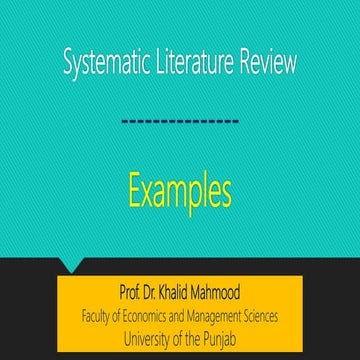 Systematic literature review -- Examples | PPT