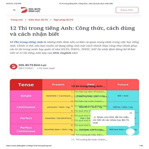 12 thì trong tiếng Anh | PDF