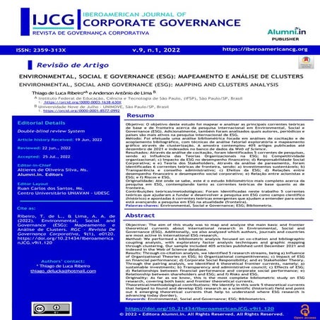Environmental, Social and Governance (ESG): Mapeamento e Análise de ...