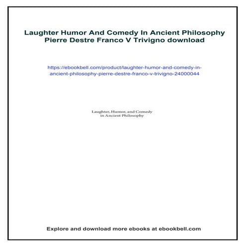 Laughter Humor And Comedy In Ancient Philosophy Pierre Destre Franco V ...