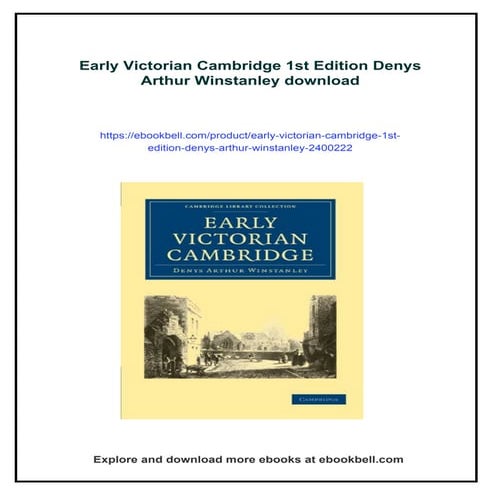 Early Victorian Cambridge 1st Edition Denys Arthur Winstanley | PDF