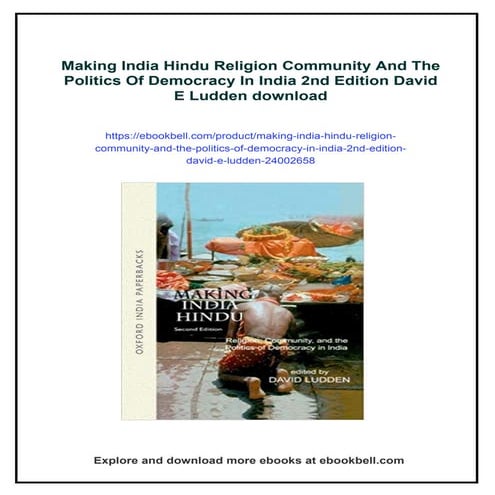 Making India Hindu Religion Community And The Politics Of Democracy In ...