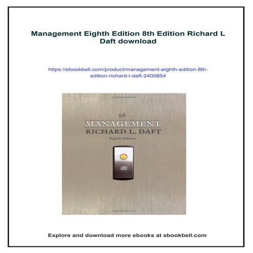 Management Eighth Edition 8th Edition Richard L Daft | PDF