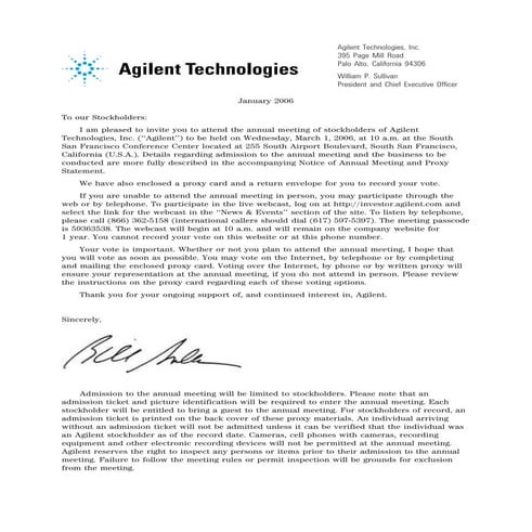 agilent 2006ProxyStatement | PDF