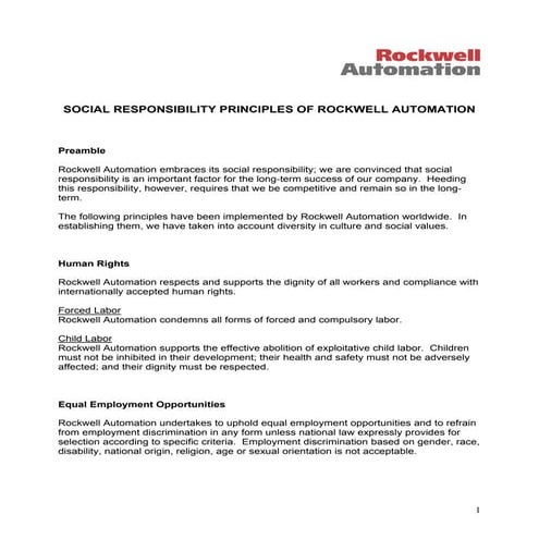 ROCKWELL AUTOMATION SocialResponsibility03-30-05 | PDF