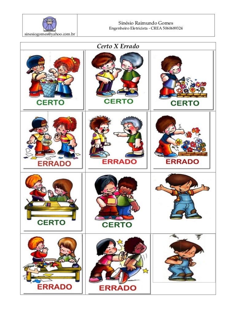 Crianças certo x errado