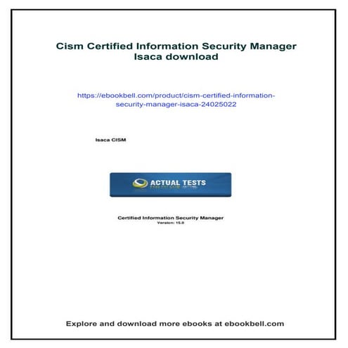 Cism Certified Information Security Manager Isaca | PDF